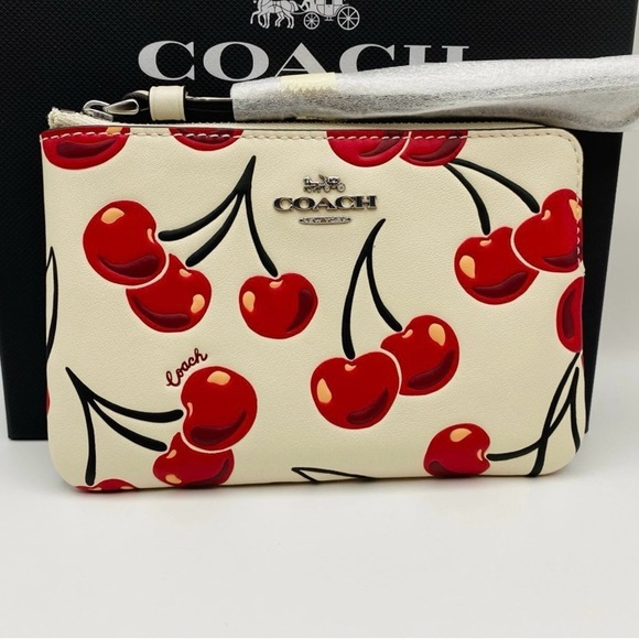Coach | Bags | Coach Corner Zip Wristlet With Cherry Print | Poshmark